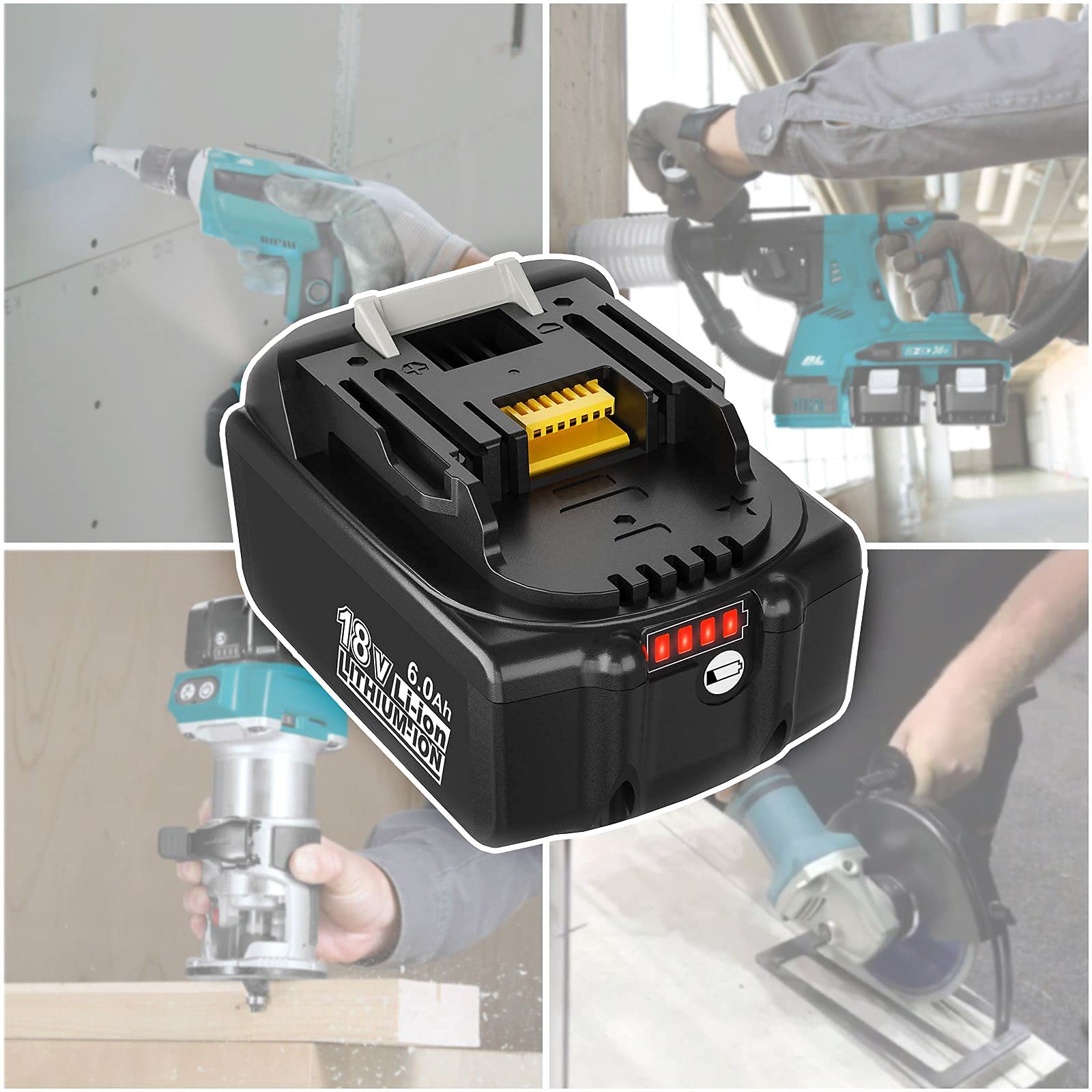 18V 6.0Ah BL1860B Replacement Battery and Charger Compatible with Makita 18V Battery Lithium BL1860 BL1860B BL1850 BL1845 BL1840 BL1830 BL1820 BL1815 LXT400 Power Tools Batteries