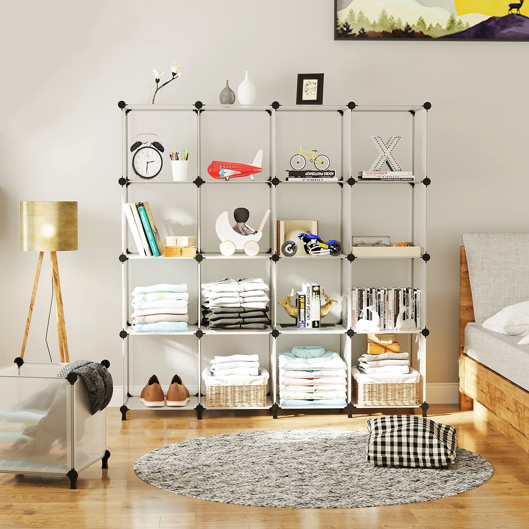 AWTATOS Cube Storage Closet Organizer Storage Cubes Shelves Bookshelf DIY Plastic 9 Cube Organizer Shelf for Bedroom, Home Office, Translucent
