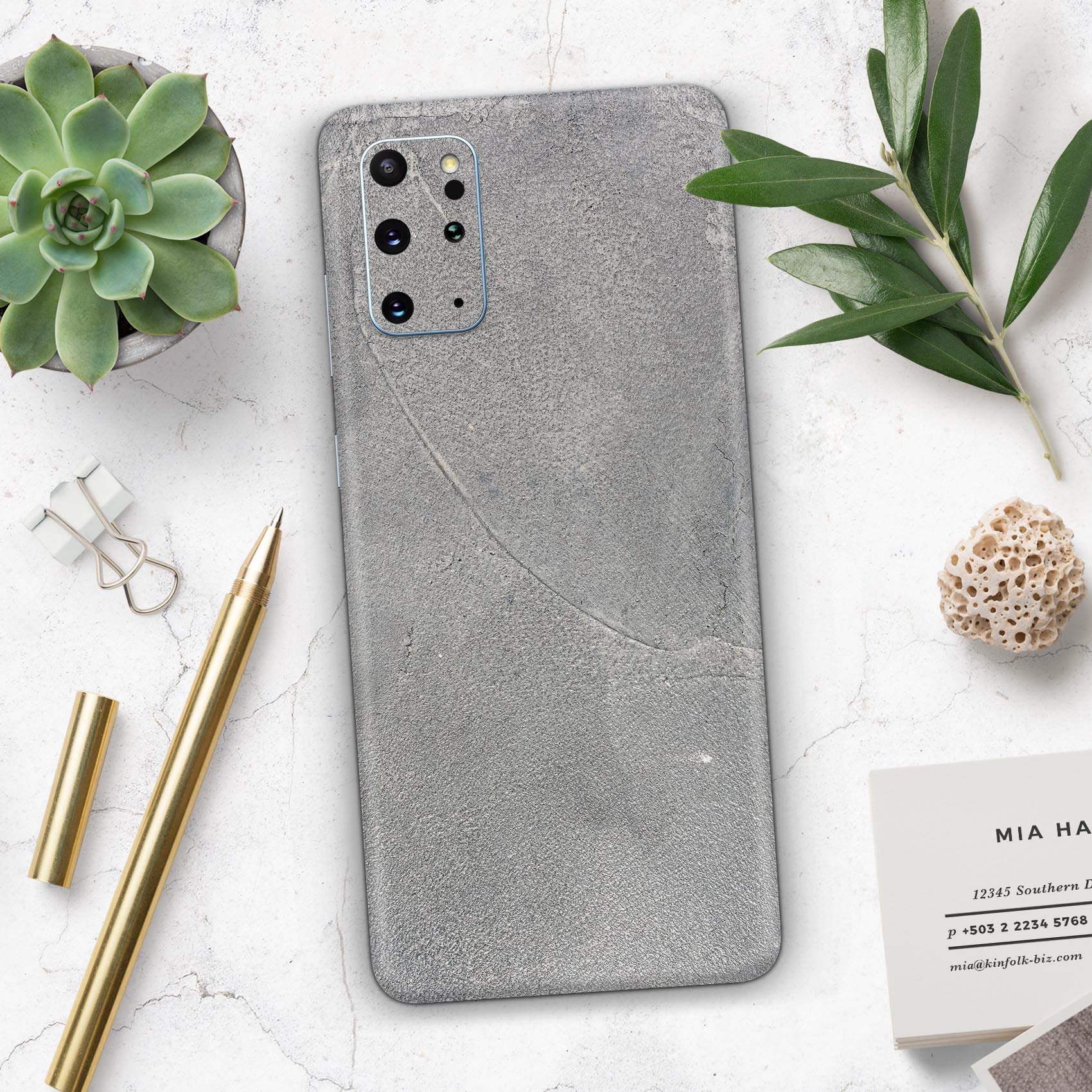 DesignSkinz Gray Cracked Concrete Protective Vinyl Decal Wrap Skin Cover Compatible with The Samsung Galaxy S20 (Screen Trim & Back Glass Skin)