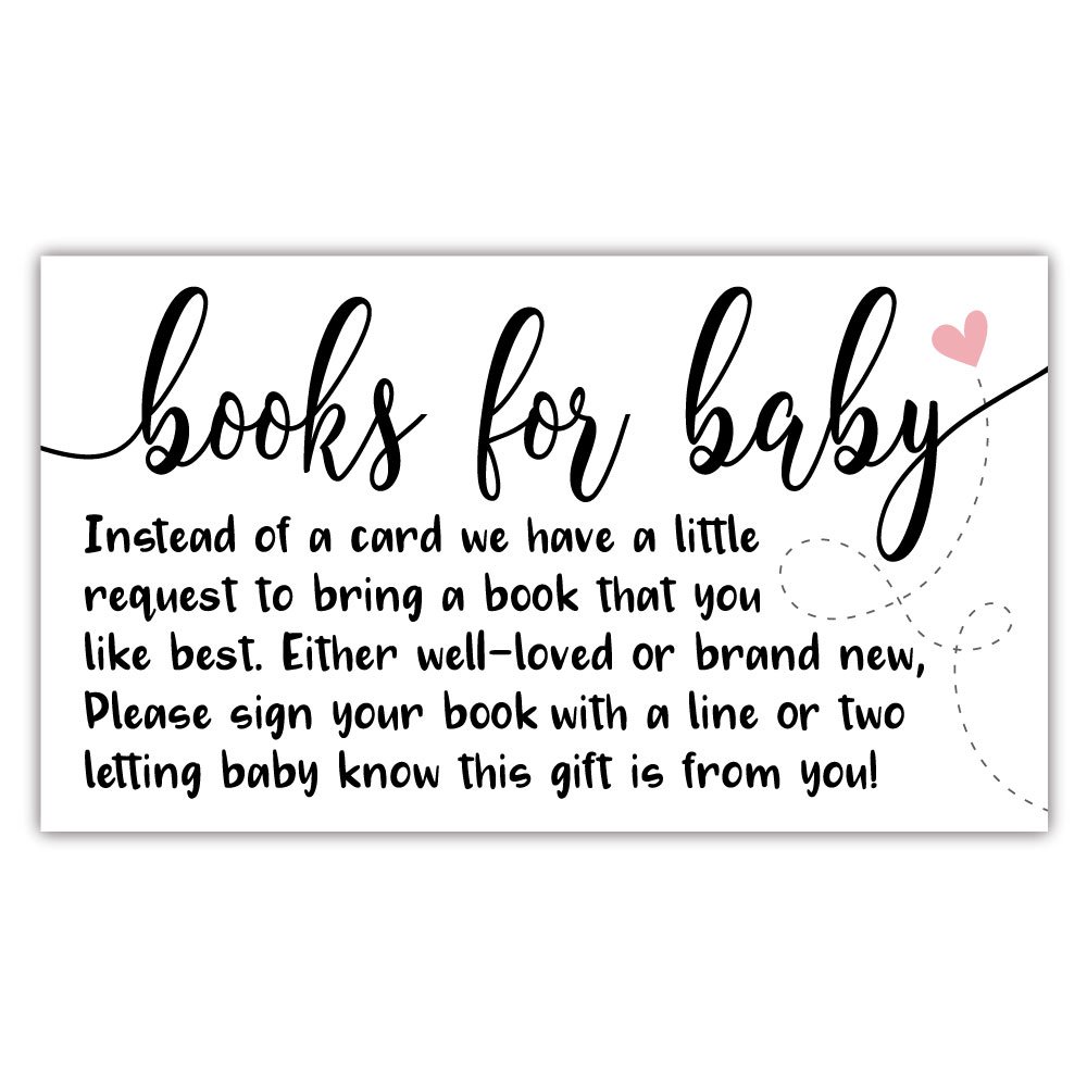 50 Sweet Heart Books for Baby Shower Request Cards - Baby Shower Invitation Inserts