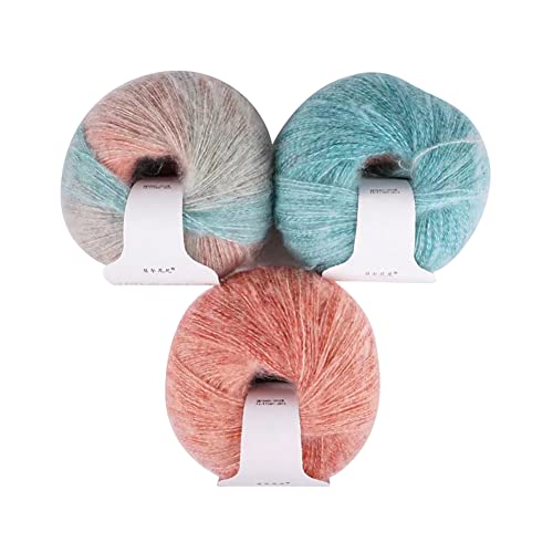 30 Grams Roll Soft Angora Mohair Yarn Wool Knitting Yarn Warm 3 Bundles Long Wool Fiber Wool for Clothes Scarves Sweater Shawl Hats and Craft Projects Crochet DIY Tool, Type 7