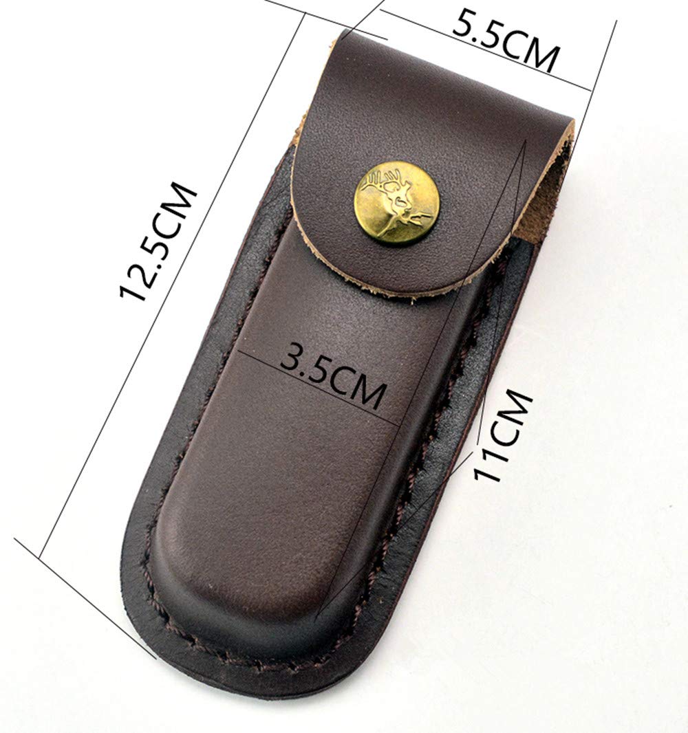Aibote Hunting Holster Folding Blade Knife Sheath Carrying Leather Holder Sheaths Scabbard Pouch Bag For Swiss Army Knife Tactical Foldable Knives Brown