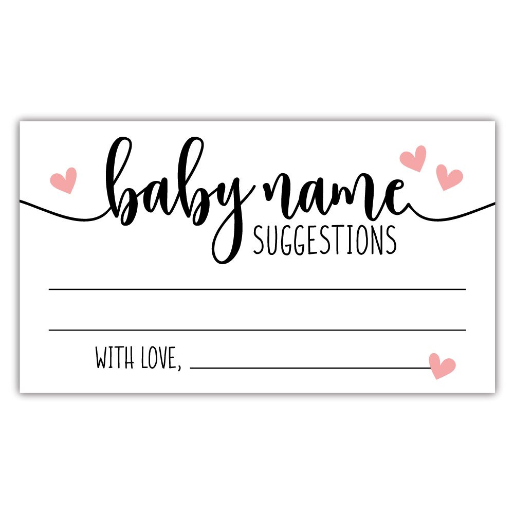 50 Sweet Heart Baby Name Suggestion Cards for Baby Shower