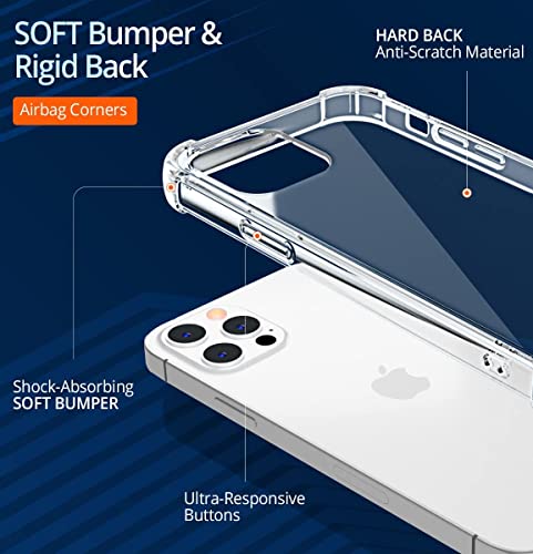 Orase Ultra Clear Cases Designed for iPhone 12 Case & iPhone 12 Pro Case [Non-Yellowing] Protective Slim Phone Case with Shockproof Air Bags, 2020 (Crystal Clear)