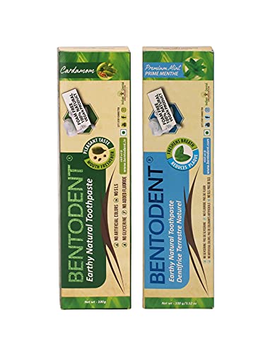 Bentodent Natural Toothpaste for Entire Family Incl Kids |Twin Pack (Premium Mint and Cardamom)