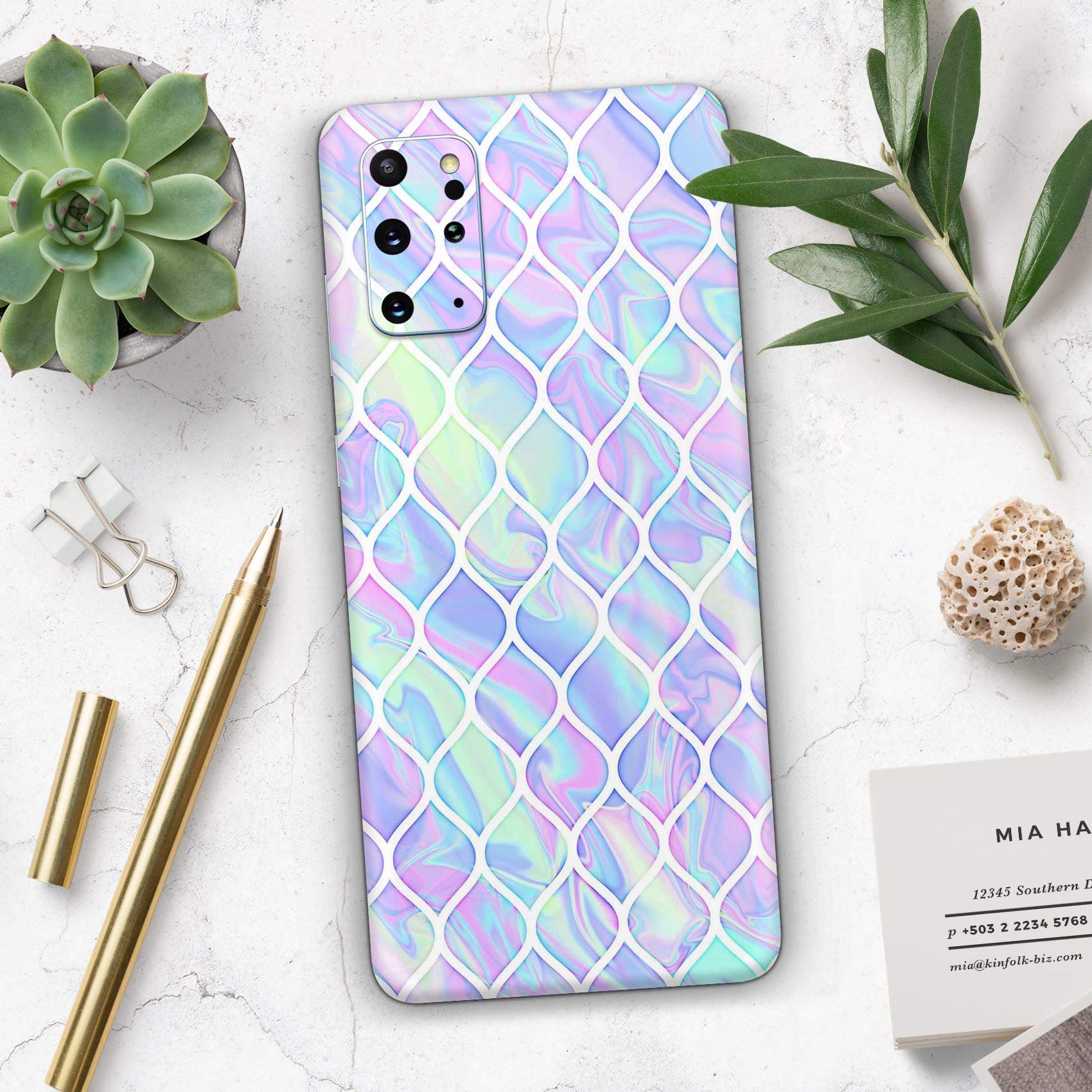 DesignSkinz Iridescent Dahlia v4 Protective Vinyl Decal Wrap Skin Cover Compatible with The Samsung Galaxy S20 (Screen Trim & Back Glass Skin)