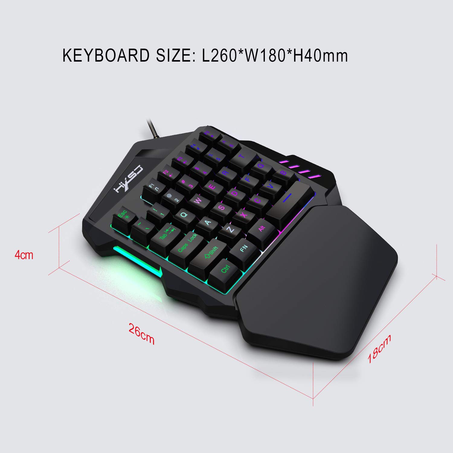 Aibote Mini 35 Keys One-Hand Mechanical Keyboard and Mouse Combo,New Upgraded V100 Gaming Keyboard with Colorful LED Backlit for PC Computer Smartphones LOL/PUBG/Fortnite/Wow/Dota/OW