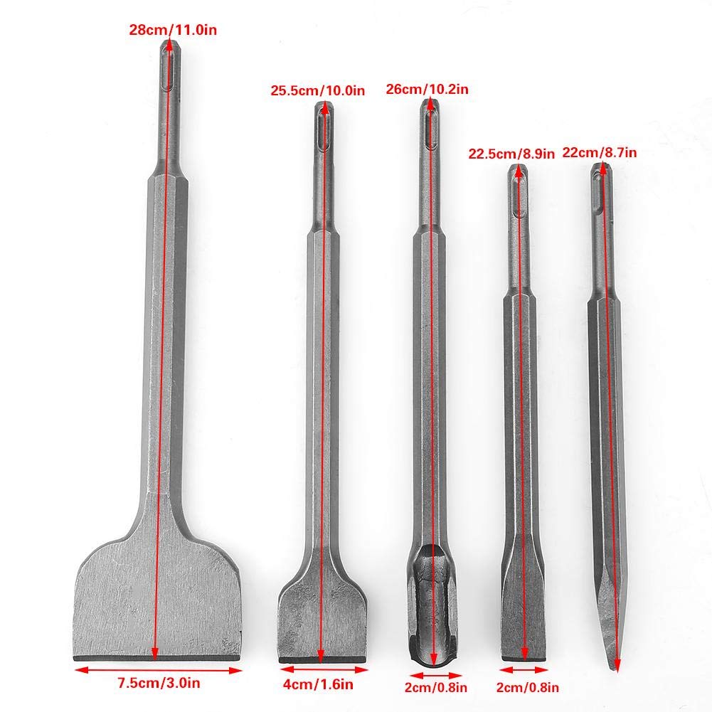 Heavy Duty Drill Bits Chisels Set, 5pcs 40CR Steel Plus Bits Chisel Set for Electric Rotary Hammer