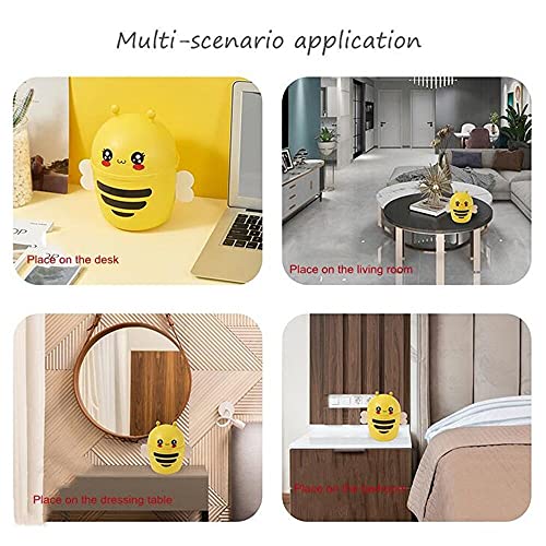 ESD HSDMYSH Countertop Trash Can Cute Bee Desktop Trash Can TabletopTrash Can Mini Garbage cans for Bedroom Living Room Bathroom Small Wastebasket with Lid(Yellow)
