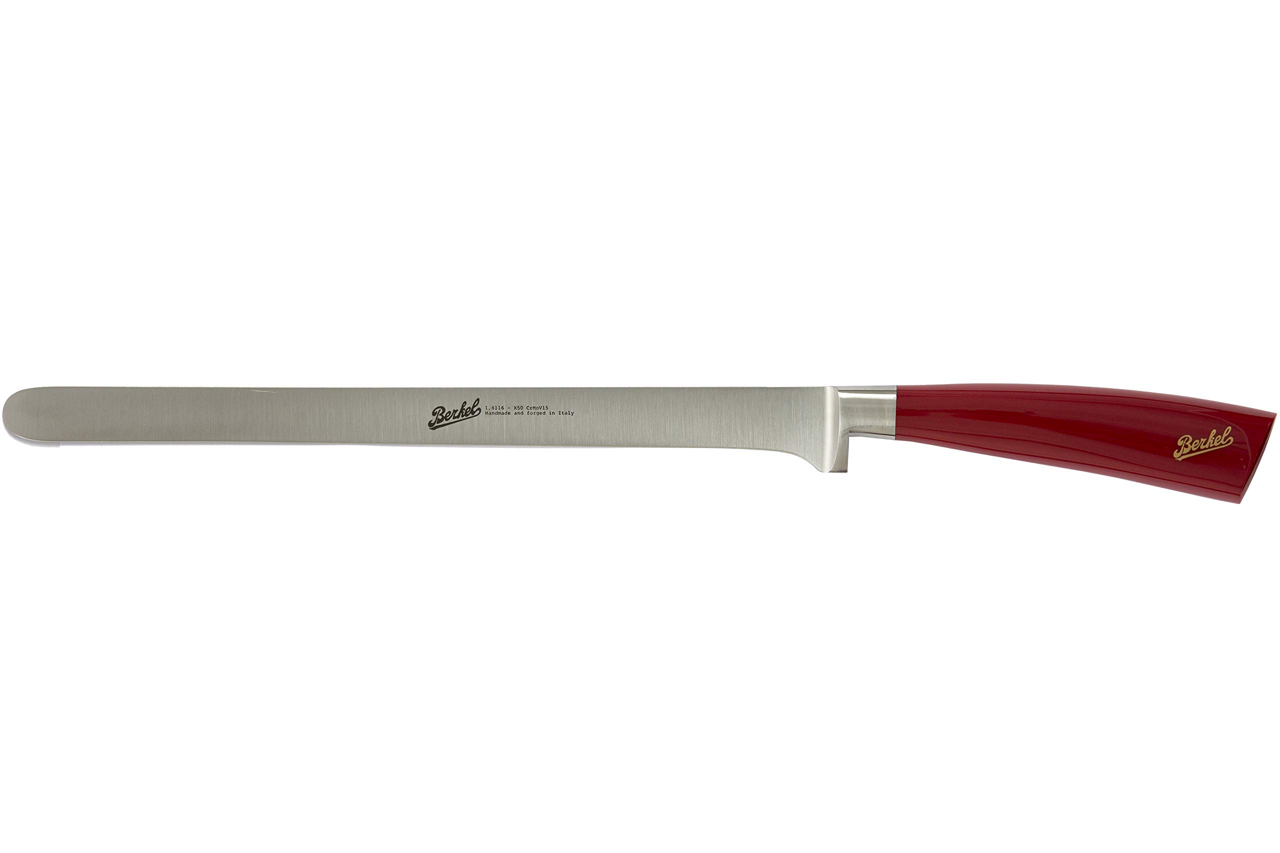 Berkel Elegance 10-inch Prosciutto Knife, Red/Premium Quality/Kitchen Knife/Elegant Cutlery for Home/Stainless Steel Blade/Made in Italy