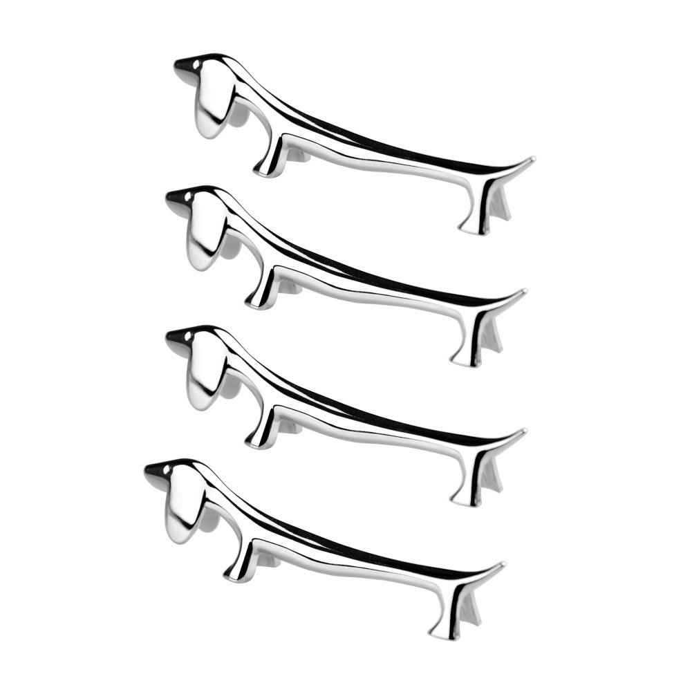 4 Pieces Chopsticks Holder Sliver Chopstick Rest Pillow Zinc Alloy Chopstick Rack Stand for Spoon Fork Knife Tableware Brush Home Kitchen Table Decoration (Dachshund)