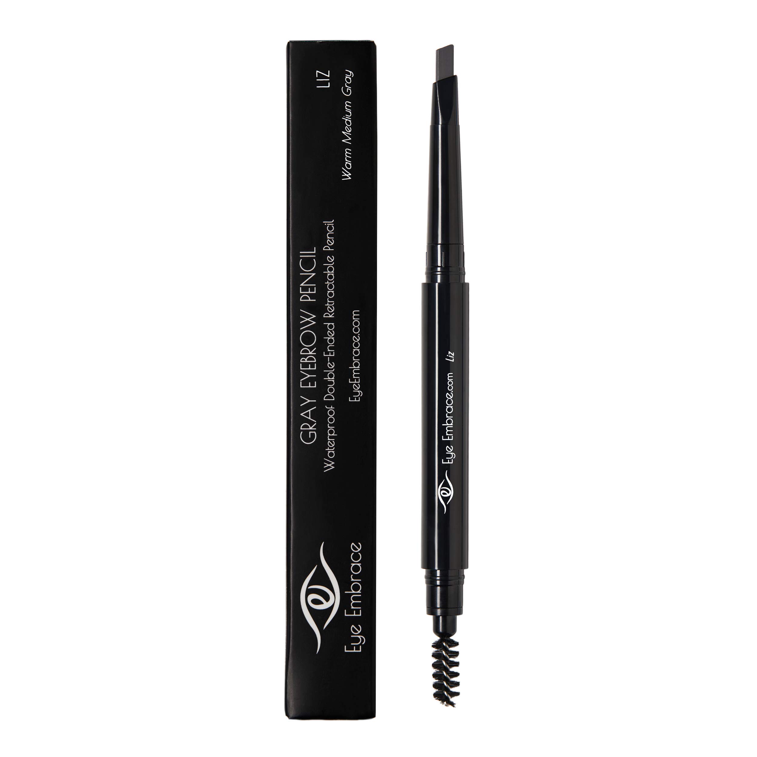 Eye Embrace Liz: Medium Gray Eyebrow Pencil β Waterproof, Double-Ended Automatic Angled Tip & Spoolie Brush, Cruelty-Free