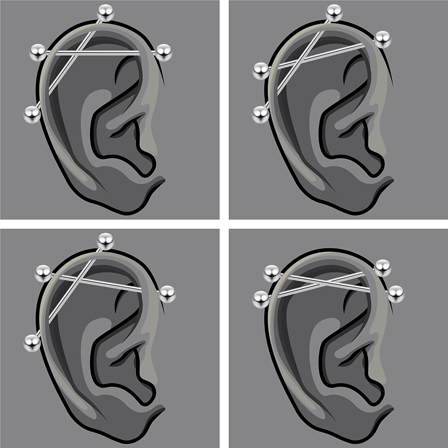 14g Zig Zag Industrial Barbell Wavy Wave Cartilage Earrings Black 38mm 1 1/2 Unique Zigzag Piercing