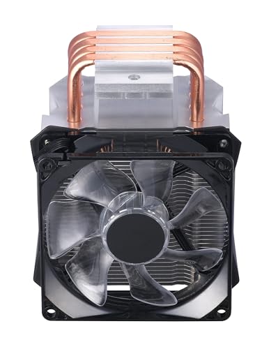 Amazon Basics Computer Cooling Fan with Cooler Master Technology, CPU Air Cooler, 4 Heat Pipes, RGB LED PWM, 4.02 X 3.28 X 4.96 Inch, Aluminum Fins