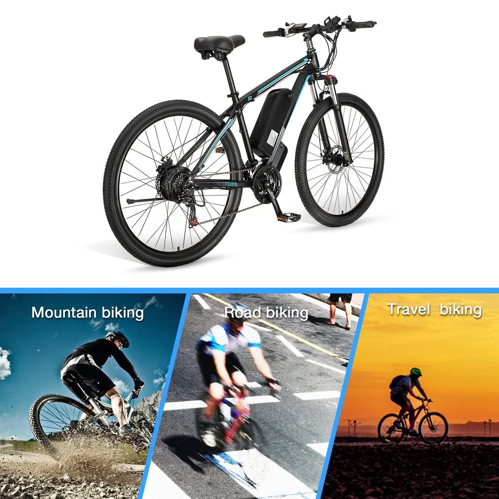 29'' Fat Electric Bike for Adults 48V 500W,dual disc brakes + 21 speed shifting system, LED smart meter, with USB charging phone holder, maximum load 150 kg, suitable for beach snow all terrain road