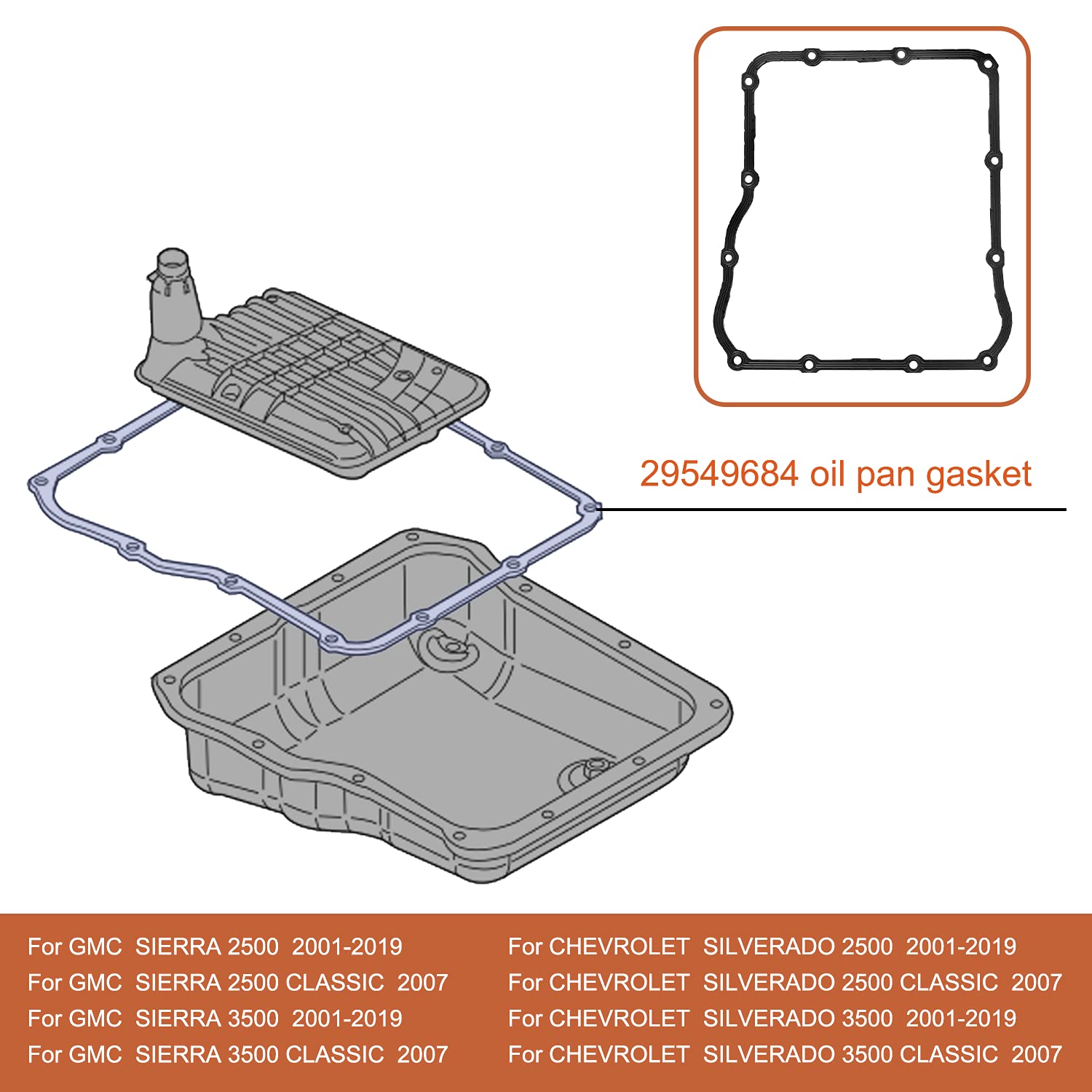 29549684 Automatic Transmission Oil Pan Gasket Replace for Silverado Sierra Allison for GM Transmission 2001-2016