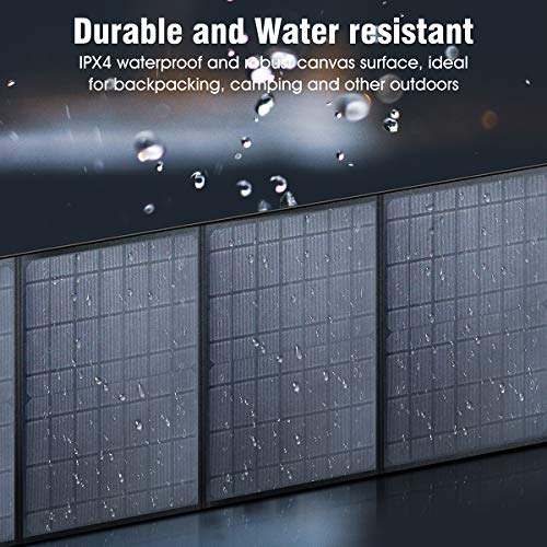 40W Foldable Solar Panel with USB QC 3.0, 12-15V DC Output, Portable Solar Charger with Fast Charge Technology for Power Bank, iPhone, iPad, Samsung and Outdoor Camping
