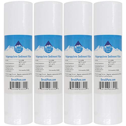 4-Pack Replacement for 3M Aqua-Pure SS4 EPE-316L Polypropylene Sediment Filter - Universal 10-inch 5-Micron Cartridge Compatible with 3M Aqua-Pure Whole House Filter Housing - Denali Pure Brand