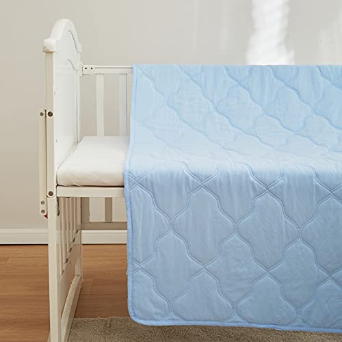 Down Alternative Toddler Quilt Comforter Super Soft Design for Baby Boys Girls, Breathable Quilted Crib for Winter Nap Sleeping Nursery Bed Light Blanket - 39”x59” Blue