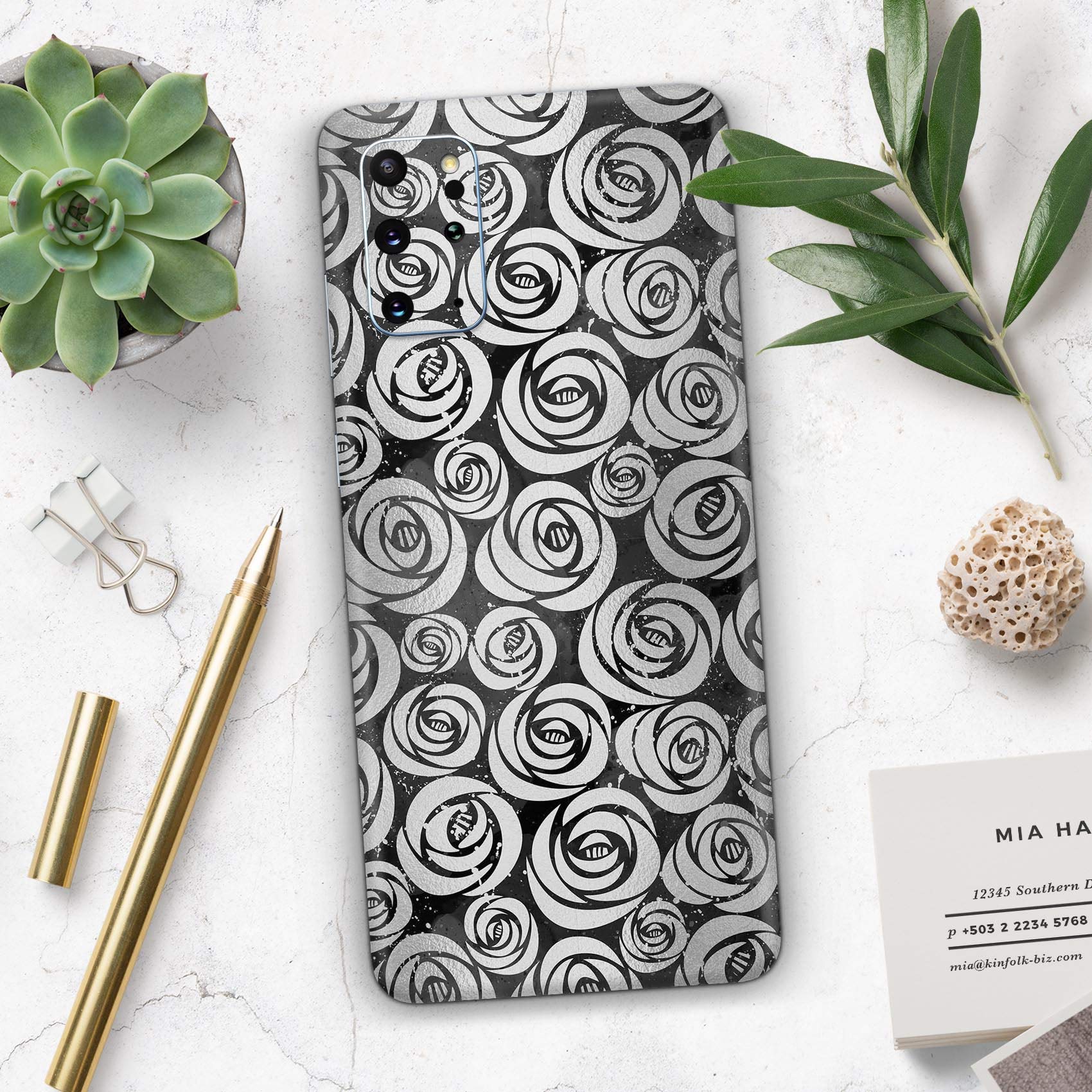DesignSkinz Karamfila Silver & Pink Marble V9 Protective Vinyl Decal Wrap Skin Cover Compatible with The Samsung Galaxy S20 (Screen Trim & Back Glass Skin)