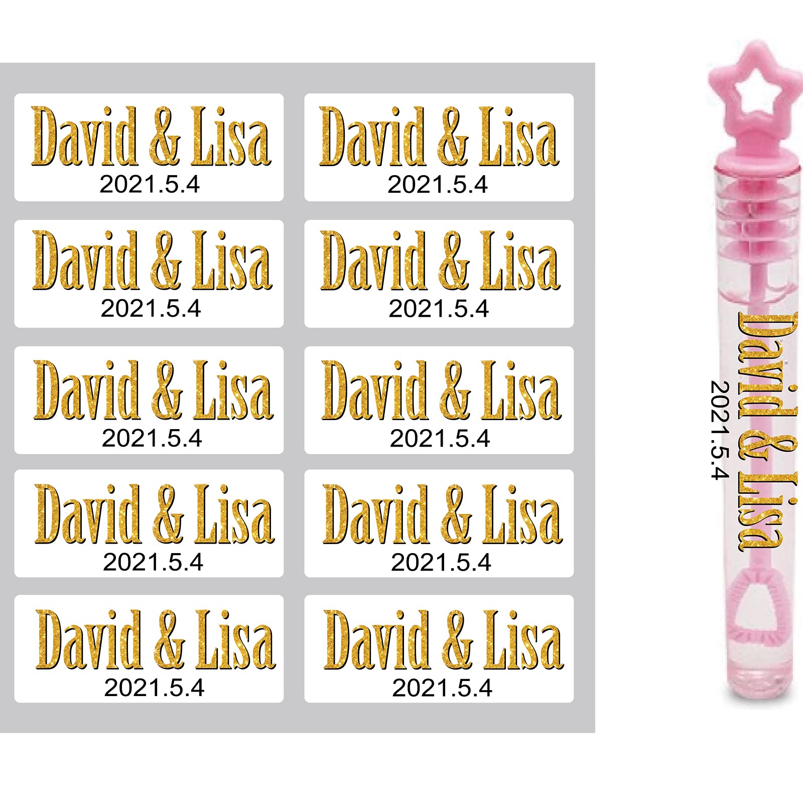 xingfa Piece Personalized Wedding Stickers Bubble Labels, Bubble Wand Stickers, Clear Labels,Custom Wedding Party Vinyl Decals,Funny Stickers,Wedding Bubble Stickers (2.5CMx5CM)