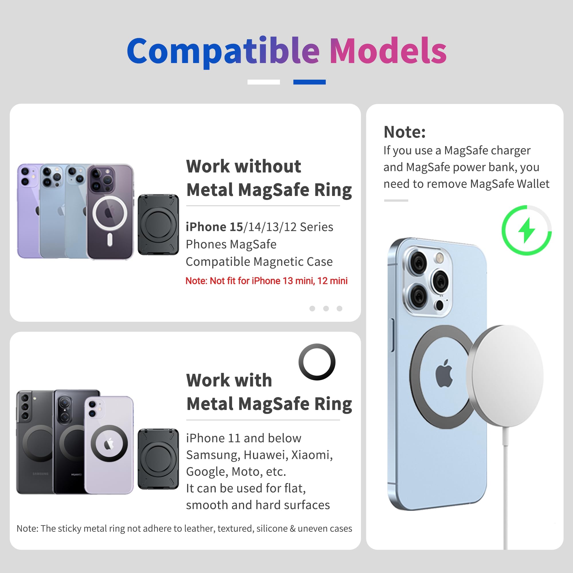 2-in-1 Mag Safe Wallet Stand, RFID Blocking Slim Hardshell 4 Credit Card & Money Pocket Magnets Magnetic Stand Wallet for Apple iPhone 15 14 13 12 Plus Max & MagSafe Case (Not for 13/12 Mini)