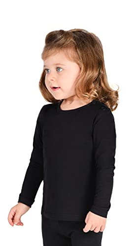 Lilax Baby Girls' Basic Long Sleeve Round Neck T-Shirt 18-24 Months Black
