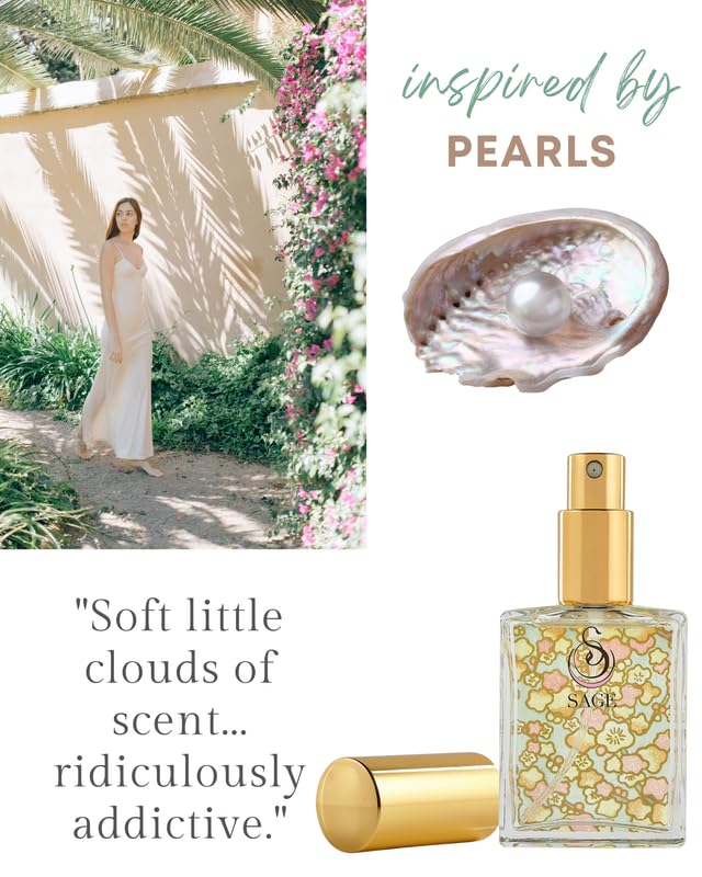 Pearl Organic Perfume Spray by Sage- 2 oz, Vegan & Cruelty-Free, Subtle Scent, Vanilla, Sandalwood, Musk