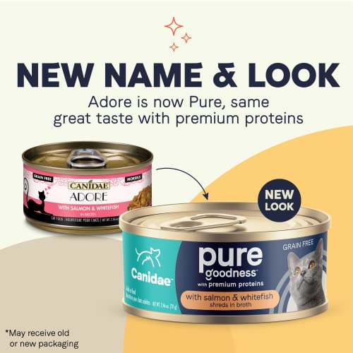 Canidae Adore Premium Wet Cat Food, Morsels with Salmon and Whitefish in Broth, 2.46 Ounce (Pack of 24), Grain Free