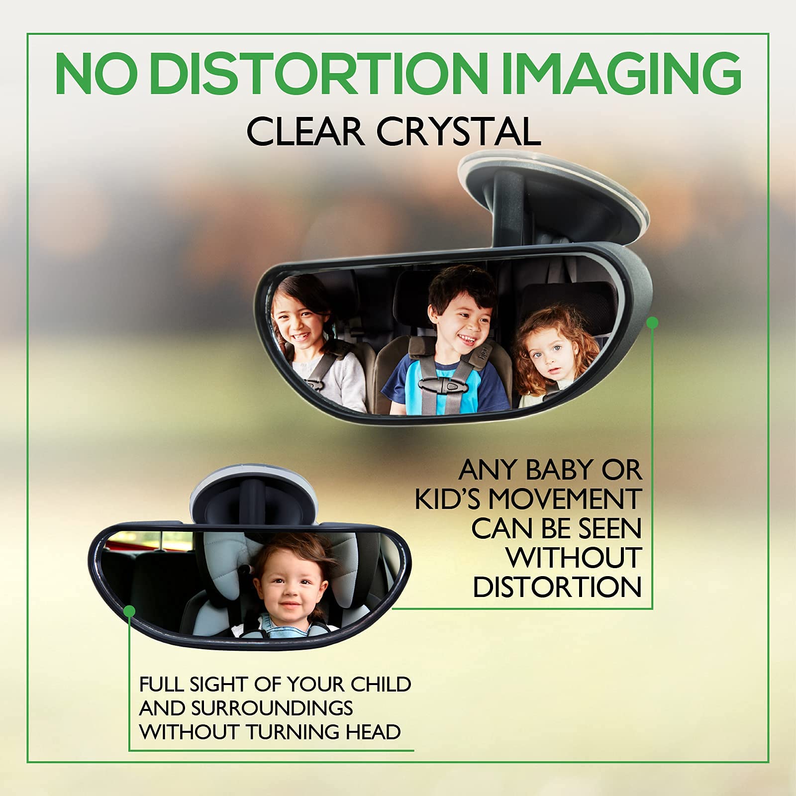 Lebogner Baby Car Mirror, Windshield Front Facing Seat Full Wide Angle View Infant Mirror, Rearview Car Seat Mirror That Attaches With A Adjustable Suction Cup, Child Safety Hanging Accessories