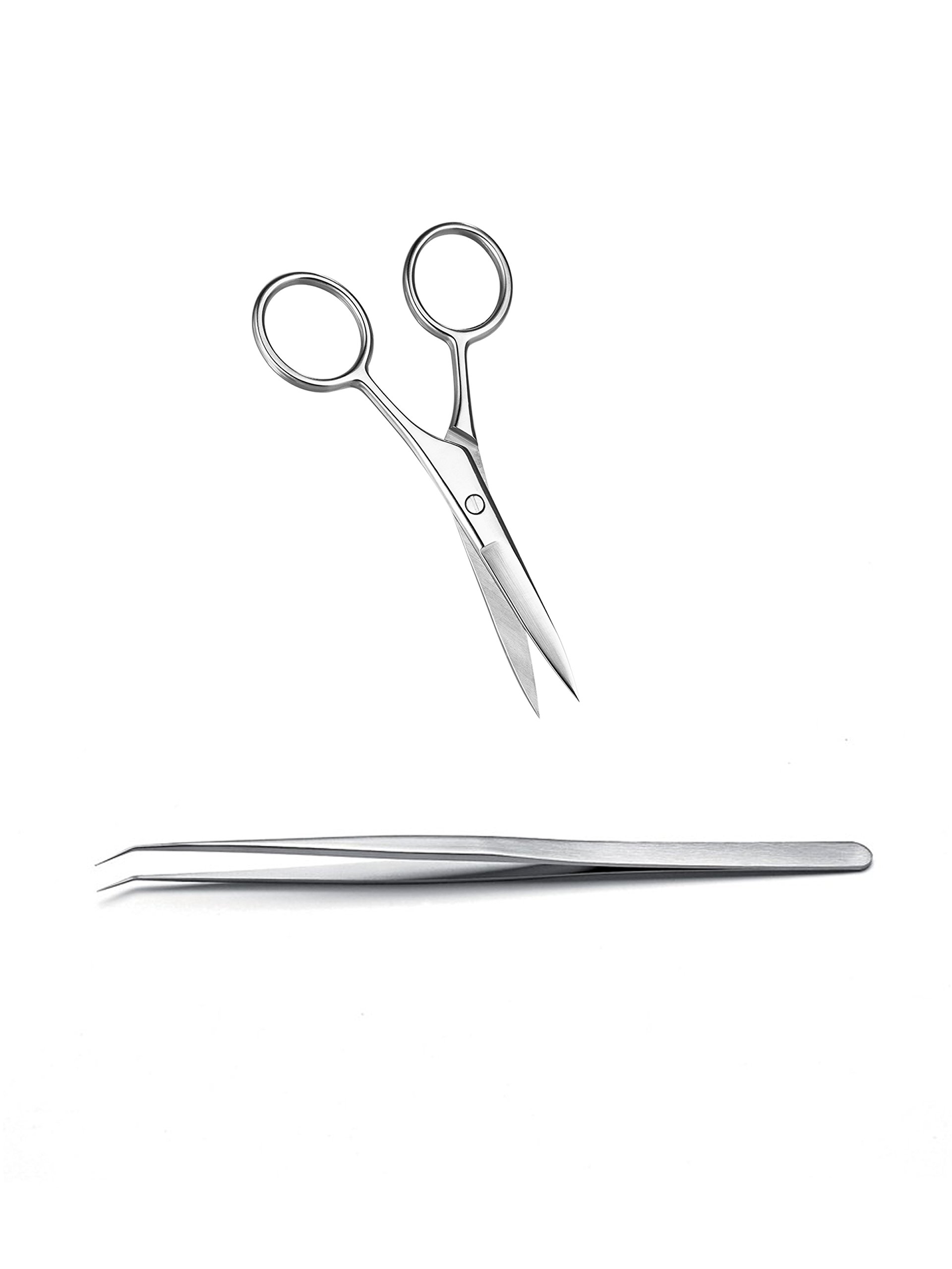 Beard Grooming and Trimming kit for Men's Beard Care| Bamboo Beard Brush Pear Wood Beard Comb with Stainless Steel Scissors and Tweezers Set by Beard Expressions
