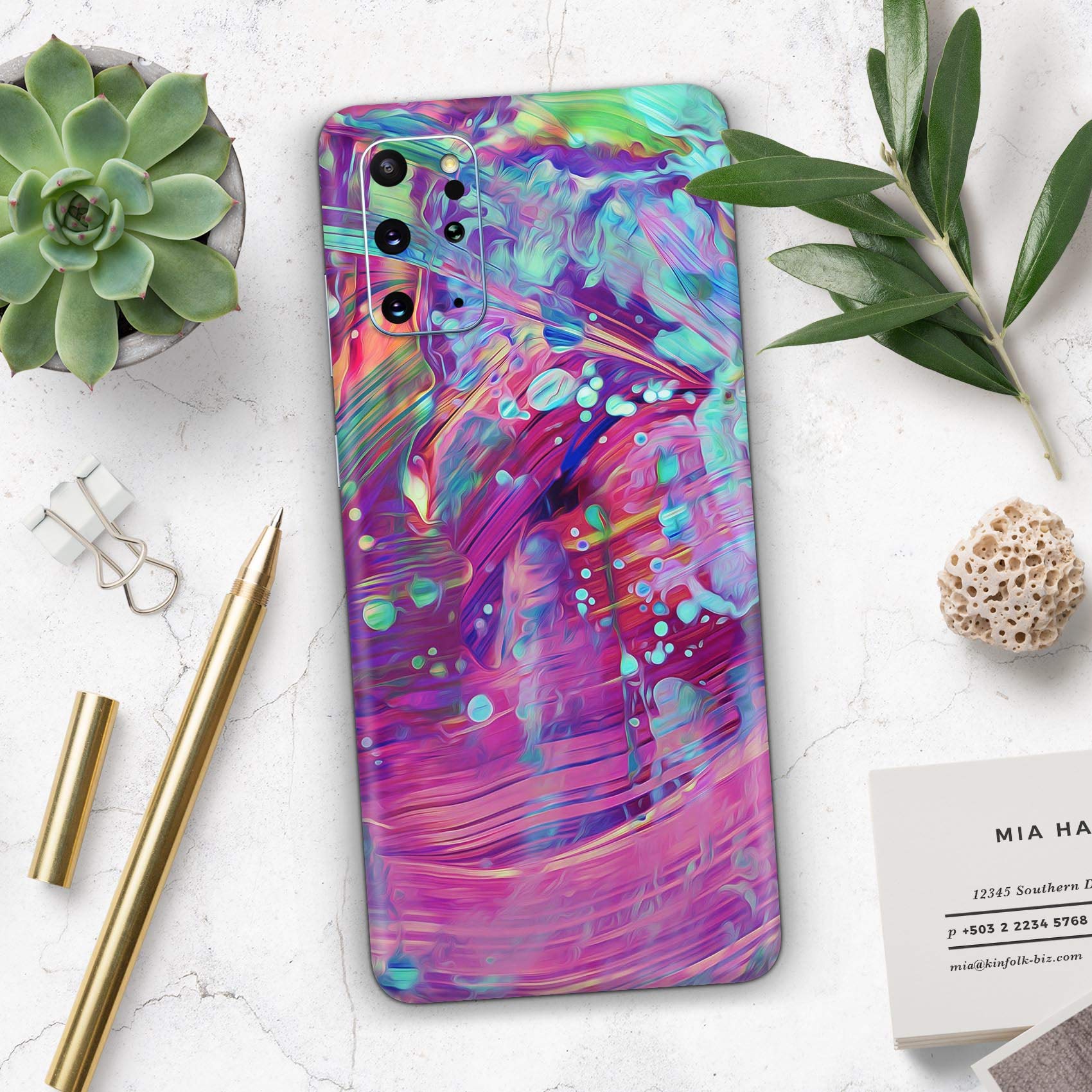 DesignSkinz Liquid Abstract Paint Remix V41 Protective Vinyl Decal Wrap Skin Cover Compatible with The Samsung Galaxy S20 (Screen Trim & Back Glass Skin)