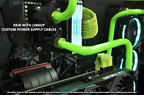 LINKUP - Ultra PCIe 4.0 X16 Riser Cable [RTX4090 RX6950XT x570 B550 Z690 Tested] Shielded High-Speed Vertical Mount Gaming PCI Express Gen4┃Universal 90 Degree Socket {10cm / 3.9"} 3.0 Gen3 Compatible