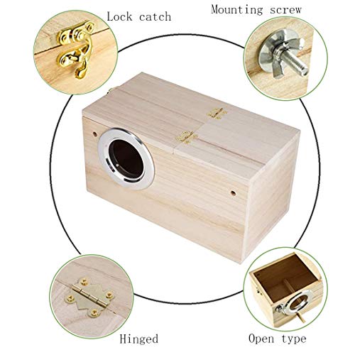 PINVNBY Parakeet Nesting Box Bird House Wood Breeding Box Parrots Mating Box for Lovebirds,Cockatoo,Budgie, Finch,Canary and Medium-Sized Birds(XL)