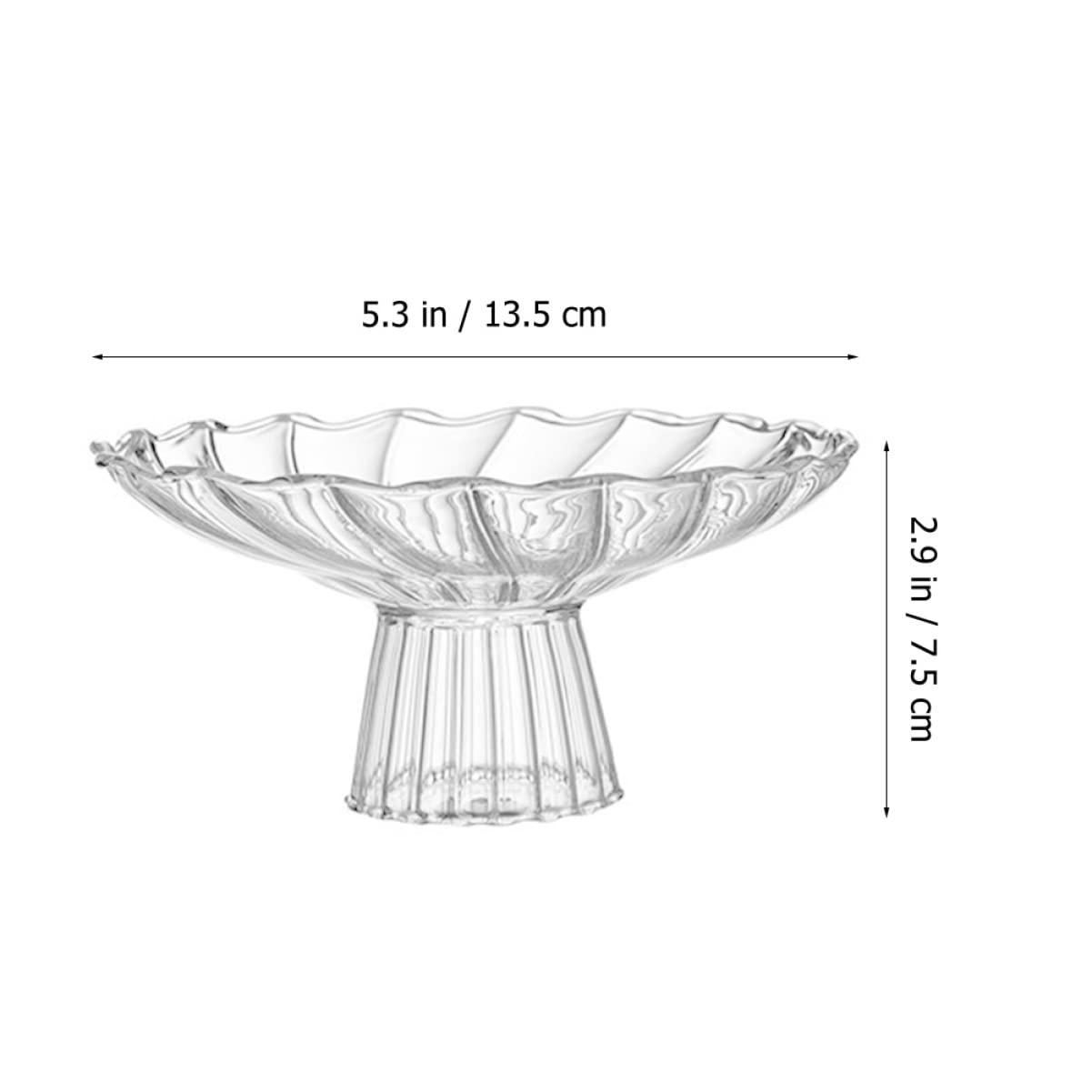 2pcs Crystal Fruit Plate Set Footed Fruit Bowl Glass Dessert Dome Lids Glass Dessert Dish Food Server Display Stand Cupcake Containers Round Dessert Plate High Borosilicate Glass
