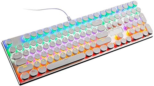 HJJWL Gaming Keyboard and Mouse, Gaming Mechanical Keyboard Blue Red Switch 104key RU/US Wired Keyboard Anti-ghosting RGB/Mix Backlit LED USB for Gamer PC Laptop (Color : White)