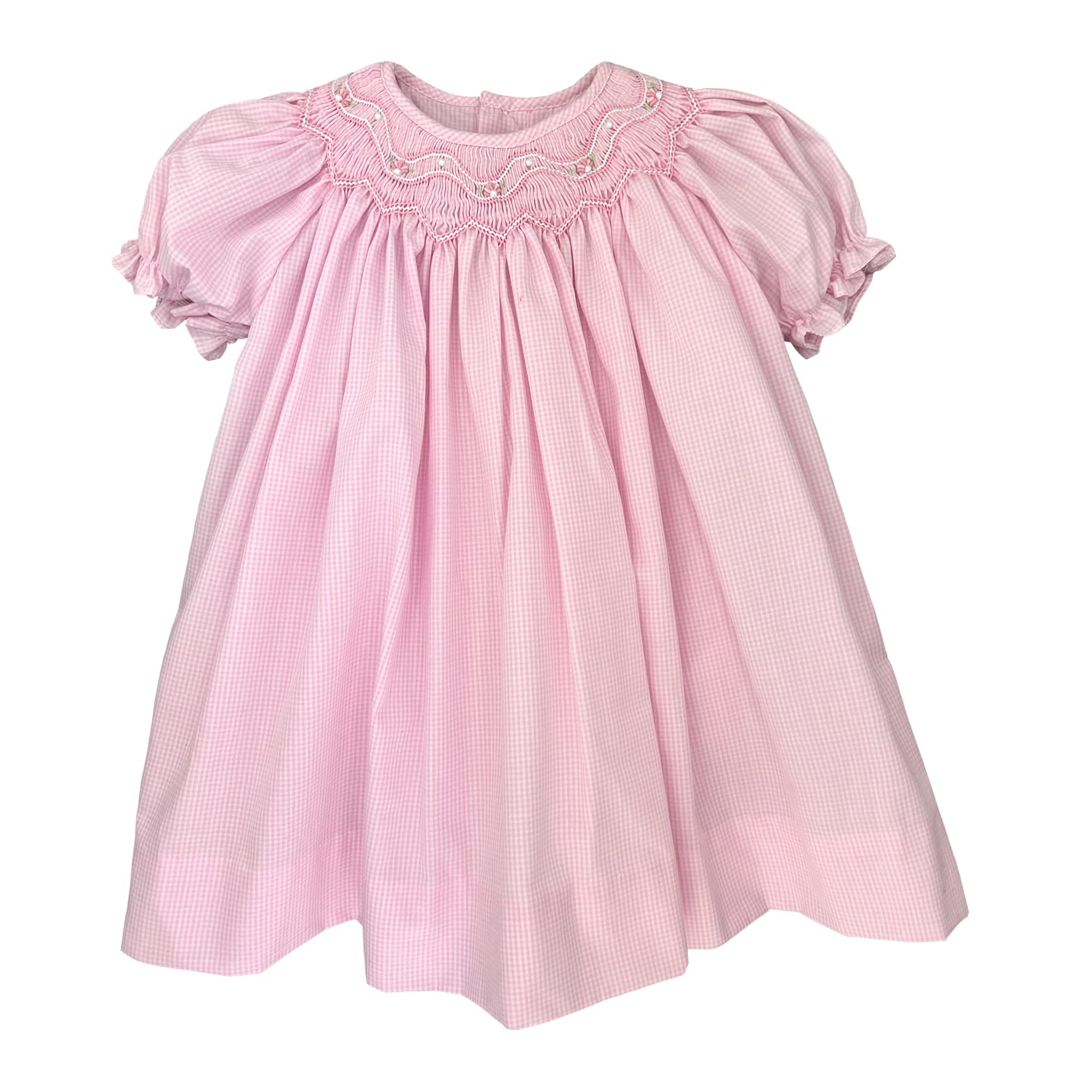 Petit Ami Baby Girls' Bishop Zig-Zag Smocked Dress, 6 Months, Pink