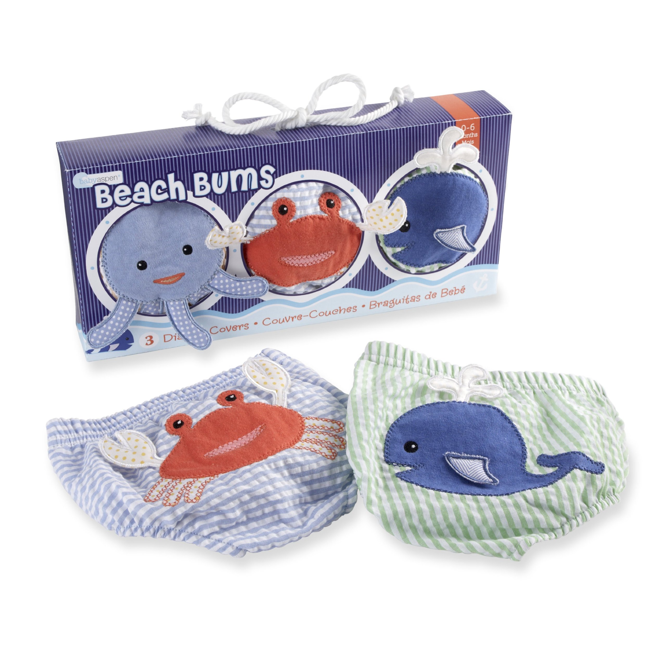 Baby Aspen Beach Bums 3 Piece Bloomers, Newborn Bathing Suit, Diaper Cover, Swimmers, 0-6 Months