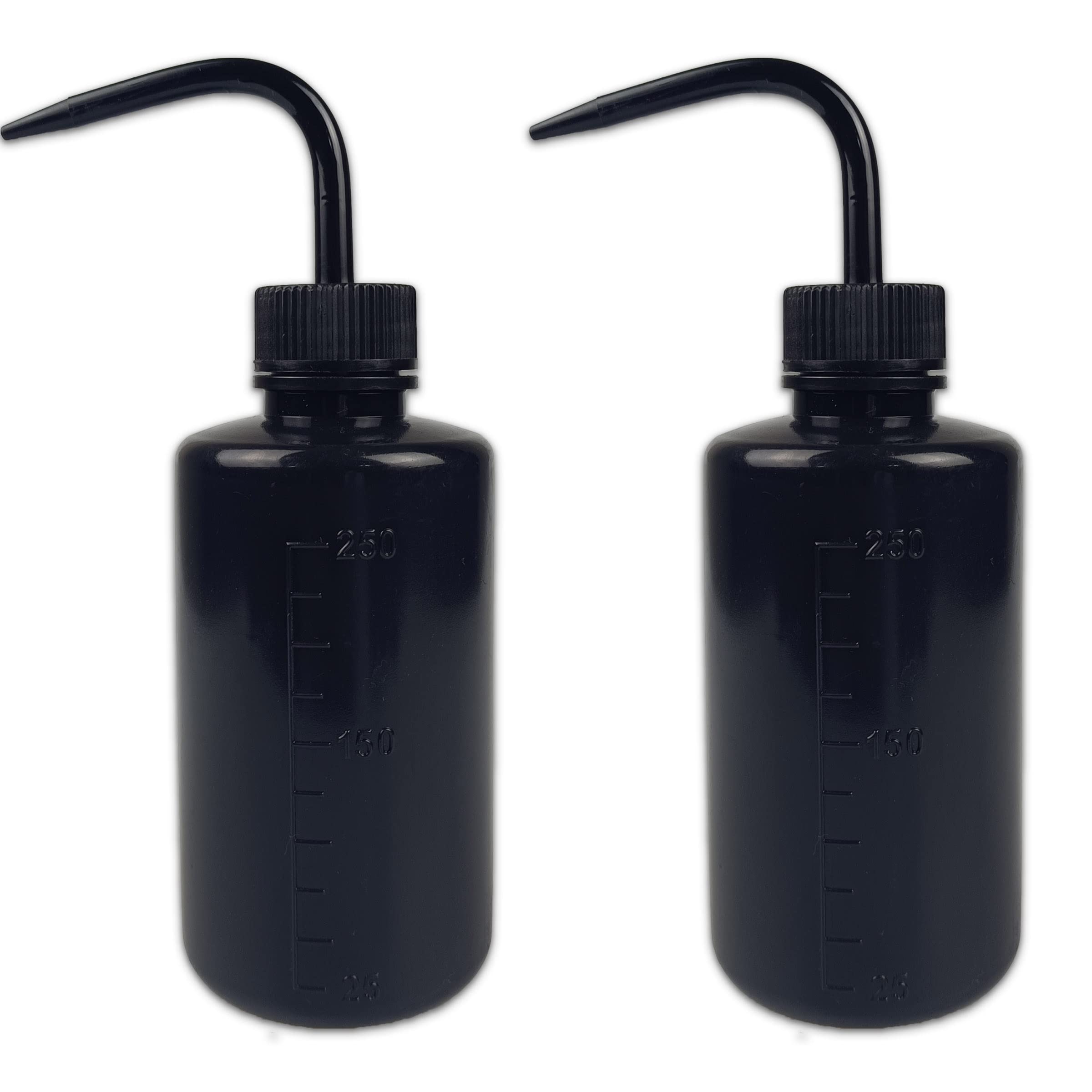 2Pcs 250ml 8.5oz Plastic Safety Wash Bottle,Narrow Mouth Squeeze Bottles for Tattoo Wash,Chemistry, Industry, Lab & Gardening-Black
