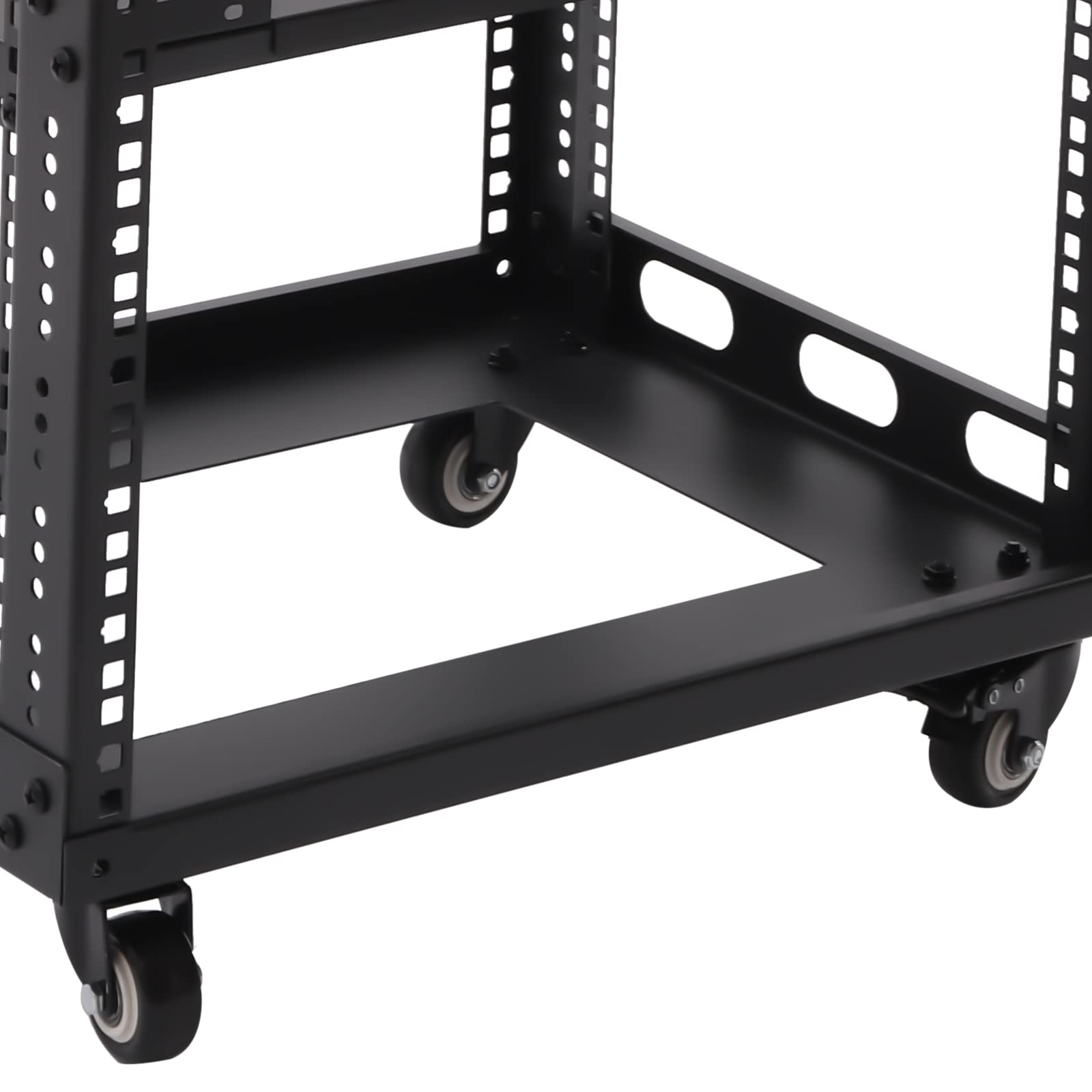 18U Open Frame Server Rack - 4 Post Adjustable Mobile - Free Standing Rolling Network/Computer Equipment Data Rack, Open Frame Rack for Servers & AV Gear