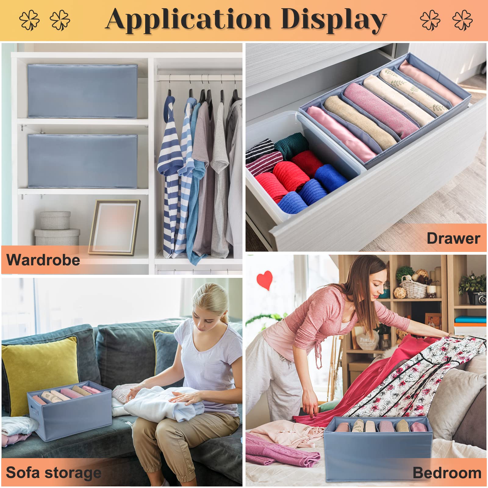 2Pcs Extra Large 6 Compartments Wardrobe Clothes Organizer, Upgraded Laundry Cabinet Clothes Storage Box, Foldable Visible Clothes Drawer Organizer for Jeans, Sweaters, T-shirts, Pants, Legging