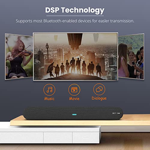 80W Sound bar, Bestisan Soundbar TV Sound bar Wired and Wireless Bluetooth Audio Speakers(4 Drivers, New Bluetooth Version, Optical Cable Included, Bass Adjustable)