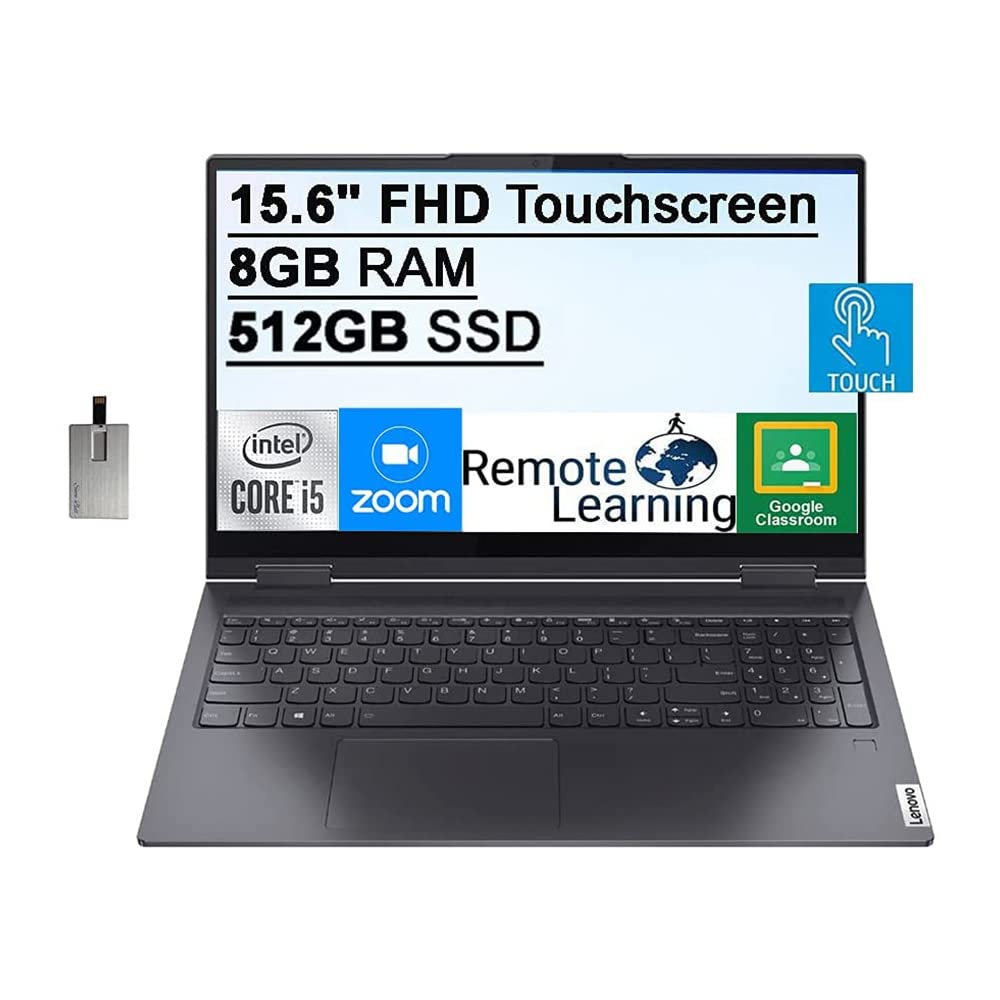 2021 Lenovo Yoga 7i 2-in-1 15.6" FHD Touchscreen Laptop Computer, Intel Core i5-1135G7(> i7-1065G7), 8GB RAM, 512GB PCIe SSD, Backlit Keyboard, Iris Xe Graphics, HD Webcam, Win 10, Grey, 32GB USB Card