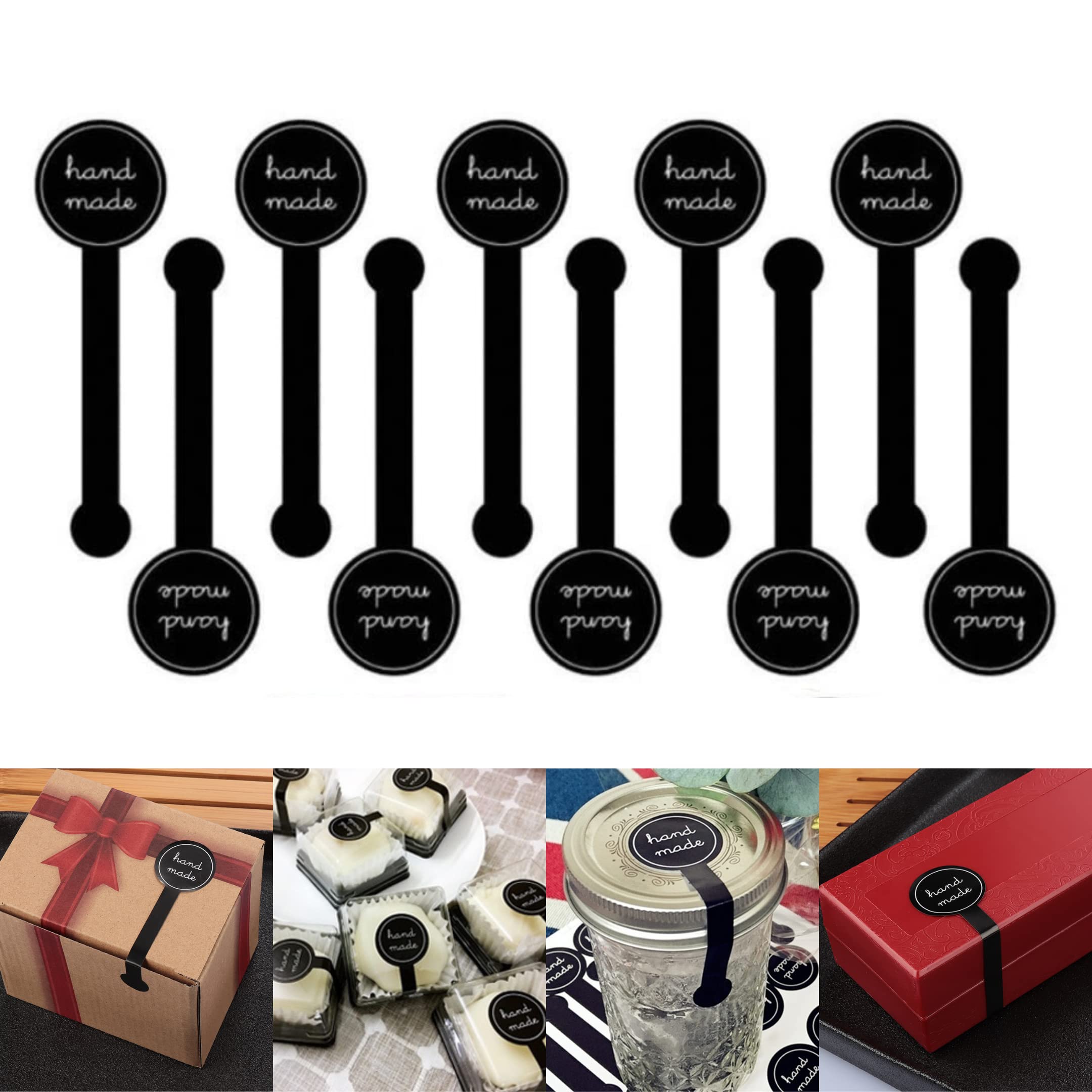 Beyonday 200pcs Handmade Lollipop Baking Stickers, Long Label Sealing Stickers for Cake Box/Tins/Jars/Coffee Cups/Bottles, Self-Adhesive Bakery Stickers, Gift Wrapping Tamper Evident Seal Labels