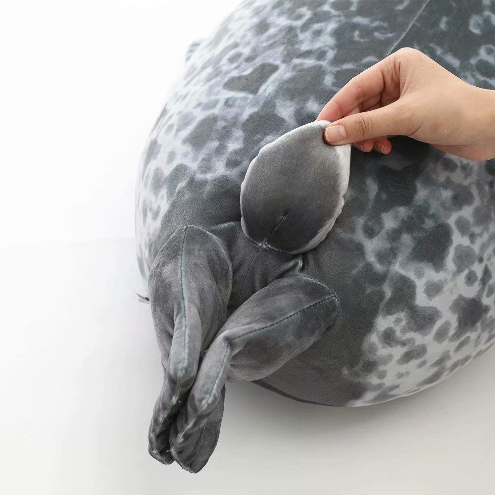 Baboies Plush Seal Pillow, Chubby Blob Seal Pillow Cute Seal Plush Toy Cotton Stuffed Animals (Grey Seals, Small)