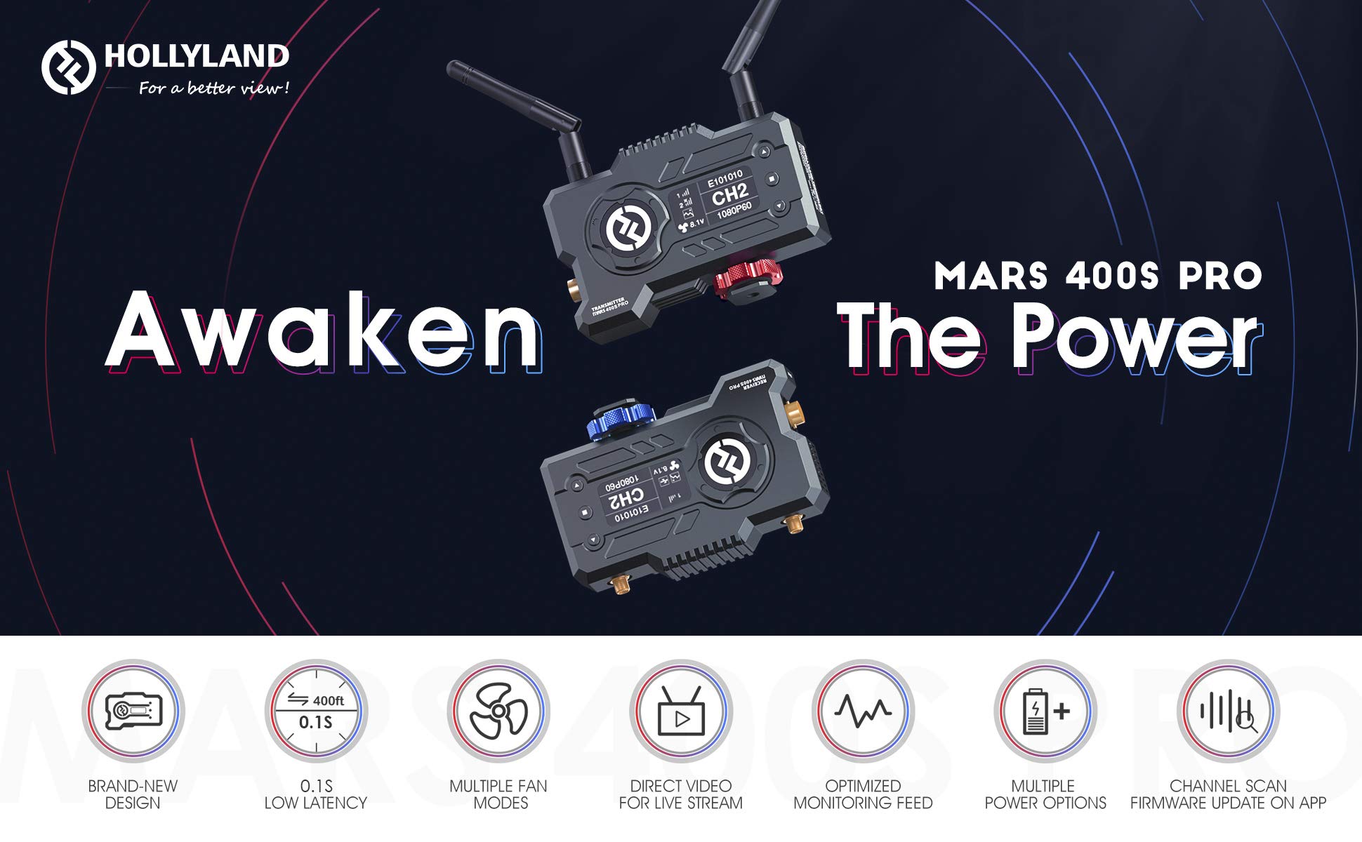 Hollyland Mars 400S PRO [Official] Wireless Single Receiver, Support SDI & HDMI Output at The Same Time, Compatible with Hollyland Mars M1 Wireless Video Monitor (Single Receiver)