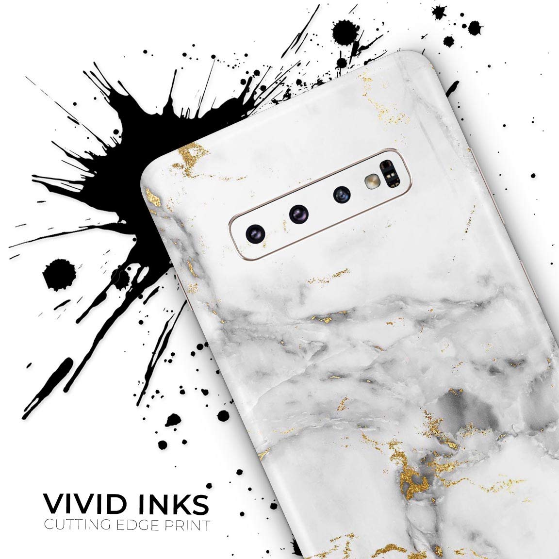 DesignSkinz Marble & Digital Gold Foil V8 Protective Vinyl Decal Wrap Skin Cover Compatible with The Samsung Galaxy S20 (Screen Trim & Back Glass Skin)