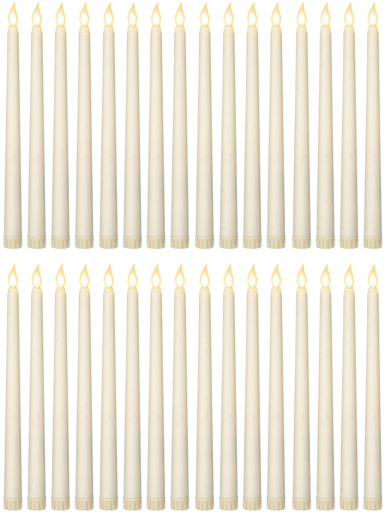 36 Pieces Flameless Taper Candles 11 Inch Flickering Candle Lights Faux LED Candles Battery Operated Candles Electric Fake Candles for Christmas Halloween Birthday Wedding Party Supplies (Ivory)