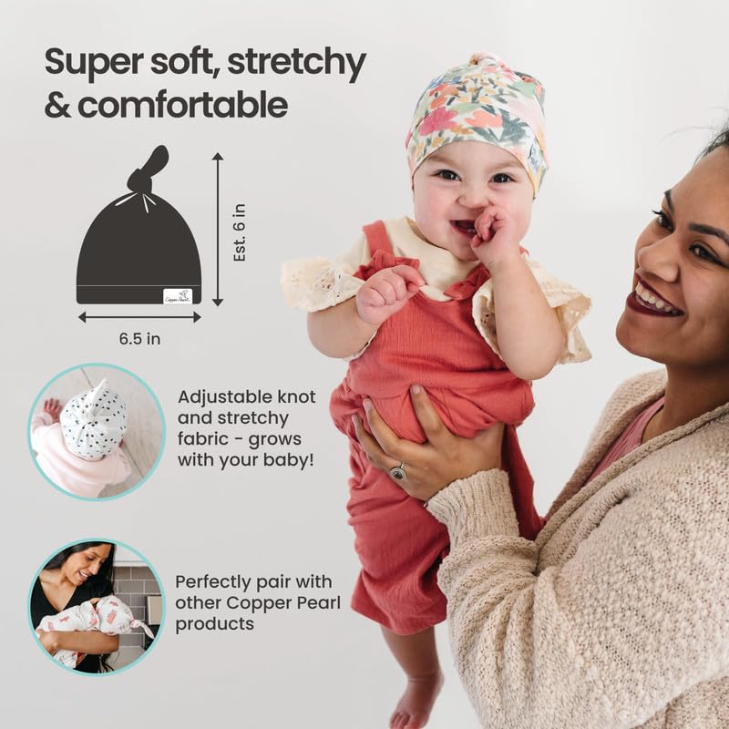 Baby Beanie Hat Top Knot Stretchy Soft"Everest" by Copper Pearl