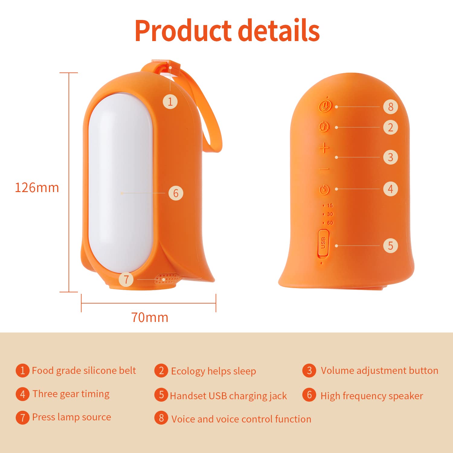 Adormiddot Portable White Noise Machine with Soothing Natural Sound Nursery Lamp Powered by USB. Sound Machine for Baby Sleeping,Office Privacy,Sleep Therapy